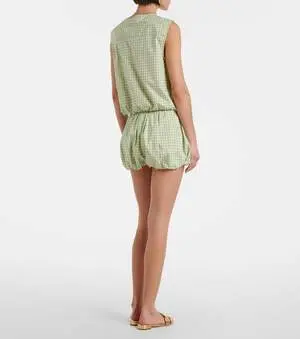Simkhai Gingham Cotton-blend Shorts - Green
