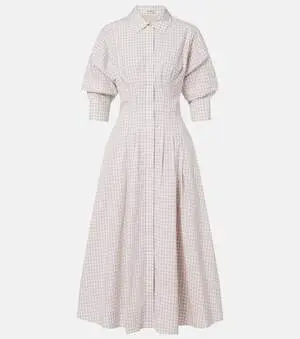 Simkhai Jazz Gingham Cotton-blend Shirt Dress - Beige