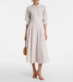 Simkhai Jazz Gingham Cotton-blend Shirt Dress - Beige