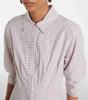Simkhai Jazz Gingham Cotton-blend Shirt Dress - Beige