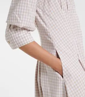 Simkhai Jazz Gingham Cotton-blend Shirt Dress - Beige