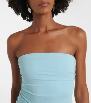 Simkhai Emma Gathered Bustier Gown - Blue