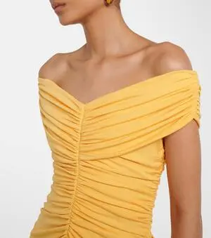 Simkhai Sheyda Ruched Jersey Midi Dress - Yellow