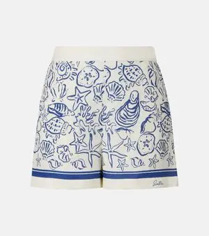 Simkhai Keaton Printed Linen-blend Shorts - Blue