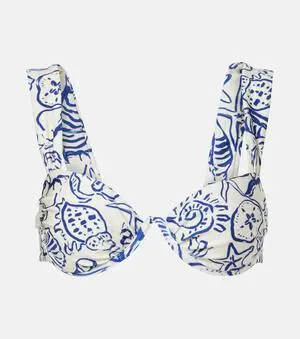 Simkhai Simkhai Anniston Printed Bikini Top Blue