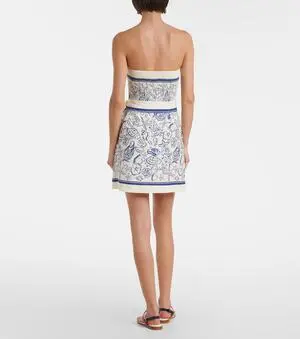 Simkhai Darbie Printed Linen-blend Minidress - White