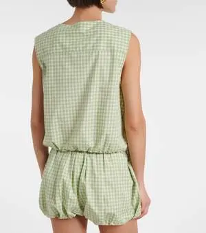Simkhai Gingham Cotton-blend Top - Green