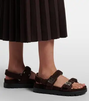 Tory Burch Mellow Suede Sandals - Brown