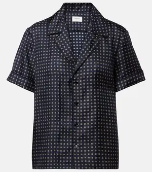 Saint Laurent Printed Silk Satin Pajama Shirt - Blue