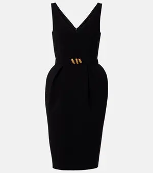 Max Mara Belted Cady Midi Dress - Black