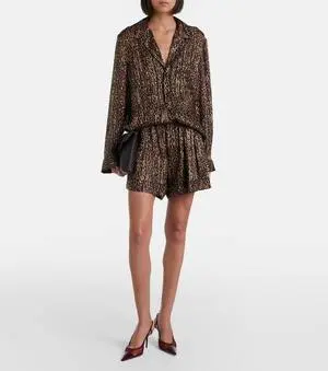 Saint Laurent Leopard-print Silk Shorts