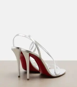 CHRISTIAN LOUBOUTIN Miss Z Metallic Leather Slingback Sandals - Silver