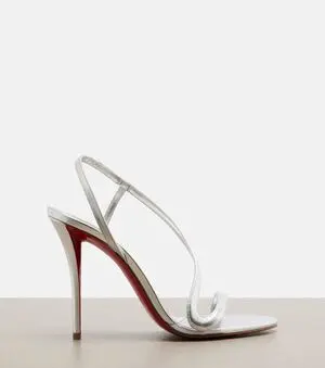 CHRISTIAN LOUBOUTIN Miss Z Metallic Leather Slingback Sandals - Silver