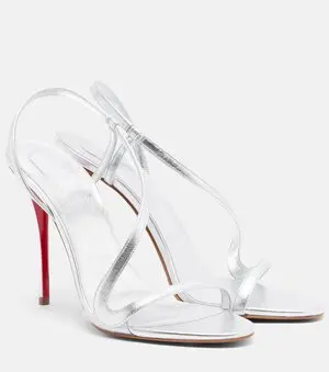 CHRISTIAN LOUBOUTIN Miss Z Metallic Leather Slingback Sandals - Silver