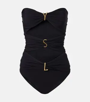 Saint Laurent Embellished Cutout Swimsuit - Black