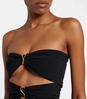 Saint Laurent Embellished Cutout Swimsuit
