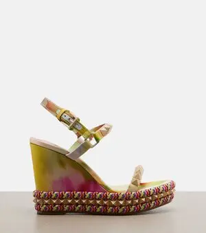 CHRISTIAN LOUBOUTIN Embellished Espadrille Wedge Sandals - Multicoloured