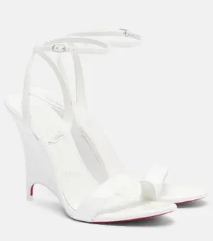 CHRISTIAN LOUBOUTIN Miss Z Patent Leather Wedge Sandals - White