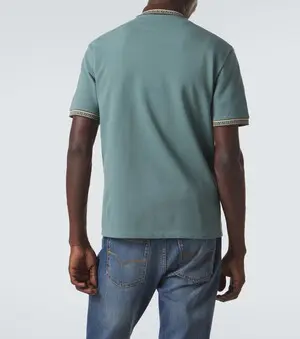 Versace Greca Cotton Piqué Polo Shirt - Blue