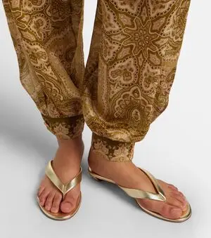 CHRISTIAN LOUBOUTIN Miss Z Metallic Leather Thong Sandals - Gold