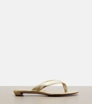 CHRISTIAN LOUBOUTIN Miss Z Metallic Leather Thong Sandals - Gold