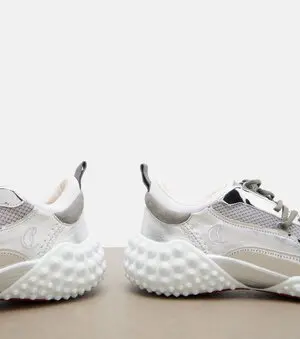 CHRISTIAN LOUBOUTIN Mara Suede And Mesh Lace-up Sneakers - Grey