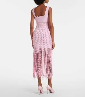 Simkhai Brionne Fringed Knitted Midi Dress