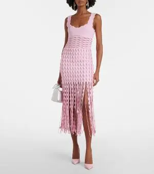 Simkhai Brionne Fringed Knitted Midi Dress