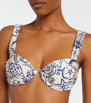 Simkhai Anniston Printed Bikini Top - Blue