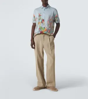Etro Printed Cotton Pique Polo Shirt - Blue