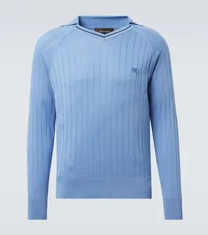 WALES BONNER Atlantic Ribbed V-neck Polo Sweater
