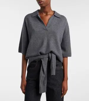 LISA YANG Neela Cashmere Polo Sweater - Grey