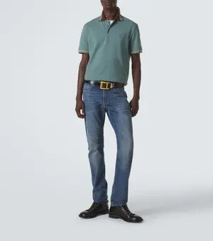 Versace Greca Cotton Pique Polo Shirt