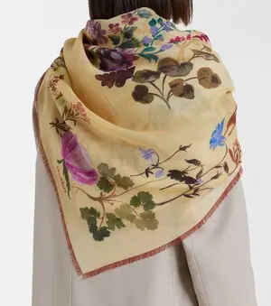 Max Mara Printed Wool And Silk Scarf