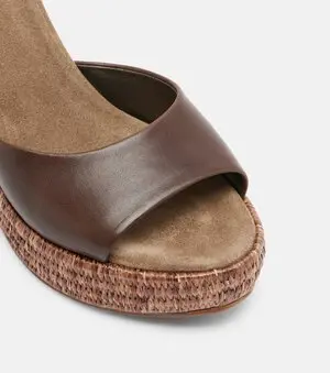 Brunello Cucinelli Leather Monili Espadrille Wedges
