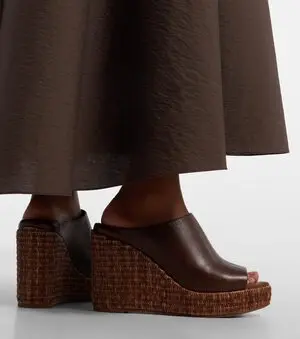 Brunello Cucinelli Leather Espadrille Wedges