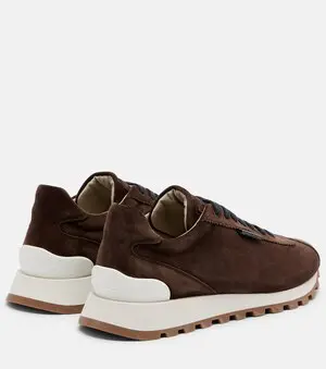 Brunello Cucinelli Monili Suede Lace-up Sneakers - Brown