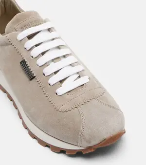 Brunello Cucinelli Monili Suede Lace-up Sneakers