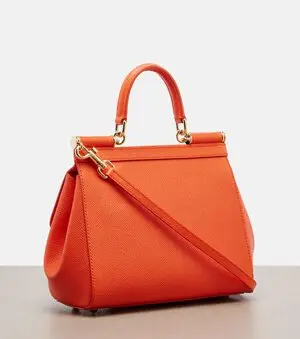 Dolce & Gabbana Sicily Small Leather Top Handle Bag - Orange