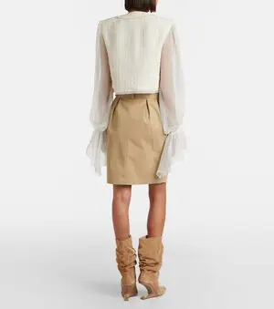 Balmain Belted Cotton Gabardine Mini Skirt