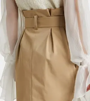 Balmain Belted Cotton Gabardine Mini Skirt