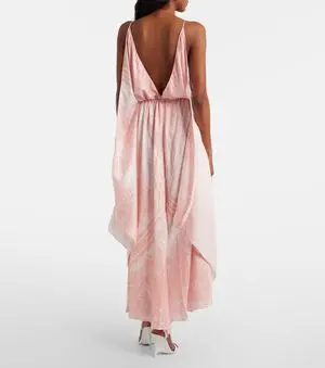 Balmain Printed Asymmetric Maxi Dress
