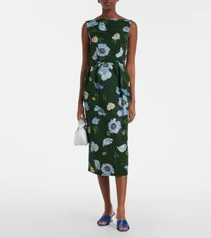 Erdem Floral Cotton-blend Faille Midi Dress - Green