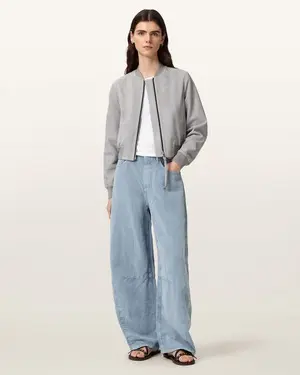 ALLSAINTS Jett Barrel Leg Linen Blend Pants