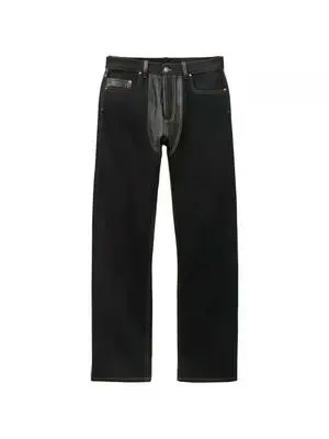 Versace Straight Leg Jeans With Nappa And Leather Trim