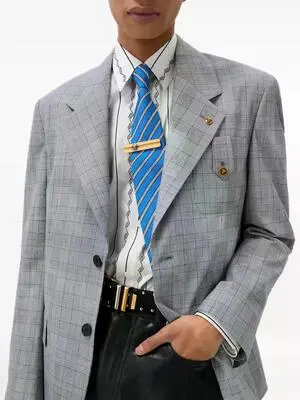 Versace Greca Pattern Diagonal Stripe Neck Tie