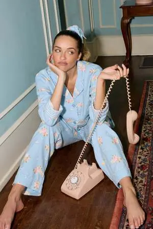 PJ Salvage Super-soft Cotton Fizz The Season 3-piece Flannel Pajama Set - Light Sky