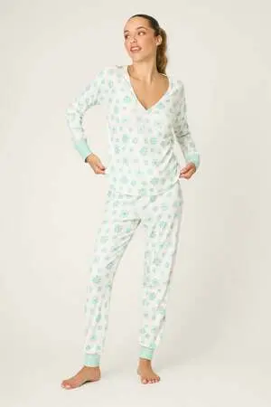 PJ Salvage Snowflake Wishes Pointelle Pants Pajama Set
