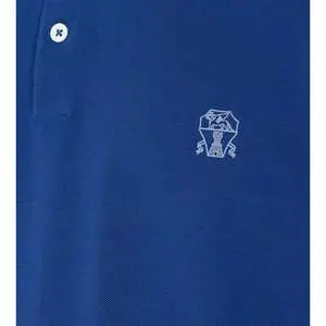 Brunello Cucinelli Cotton Piquet Polo With Logo - Blue