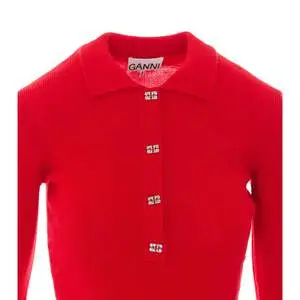 GANNI Long-sleeve Merino Polo Shirt